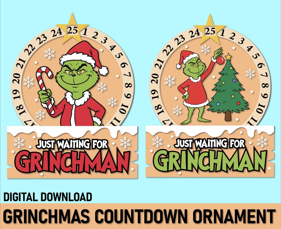 Christmas Countdown SVG PNG | Festive Green Holiday Ornament Laser Cut ...