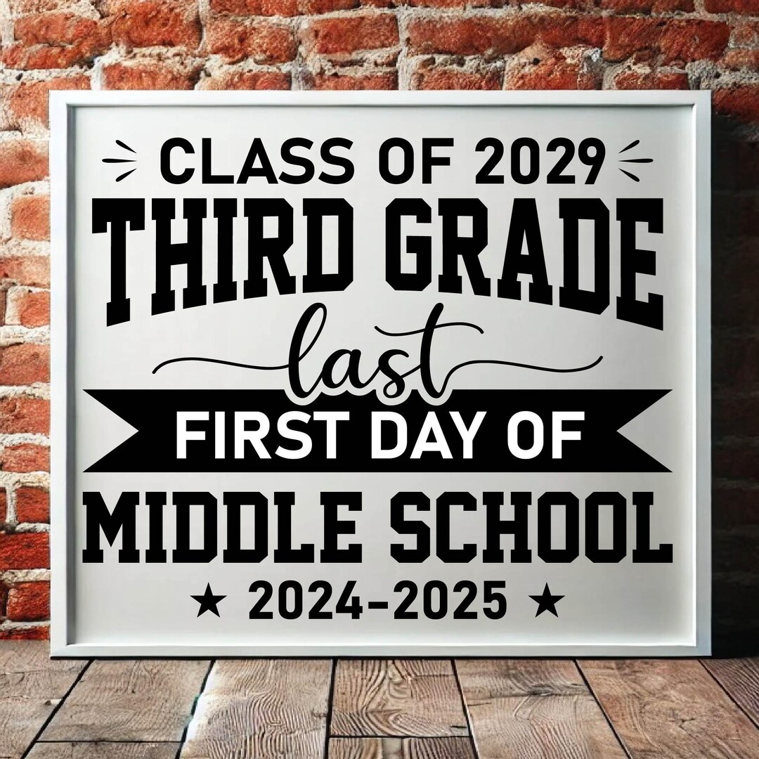 First Day of Third Grade Middle School Sign, First Day of 3rd Grade ...