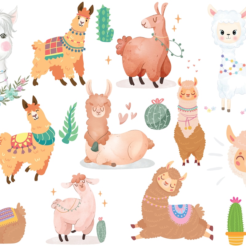 Cute Llama Clipart - Etsy