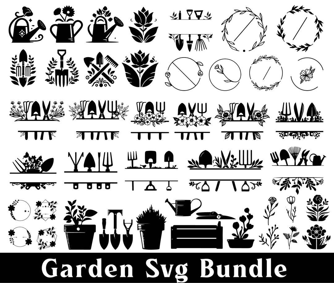 Gardening SVG Bundle: Garden Tools & Plant Lover Clipart (digital ...