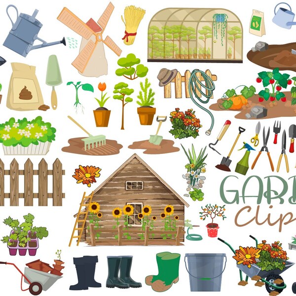 Gardening Clipart - Etsy
