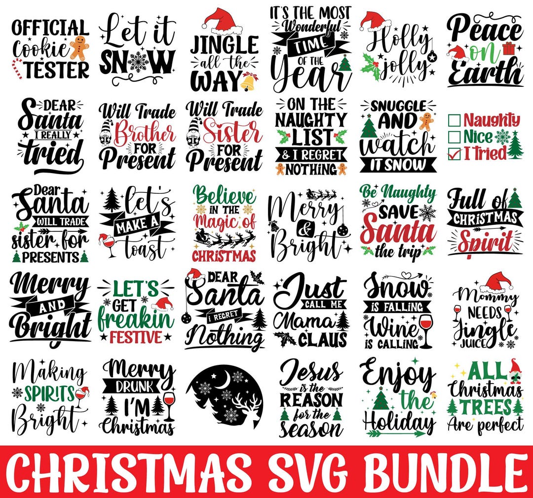 Christmas SVG and PNG Design Bundle: Holiday Crafting - Etsy