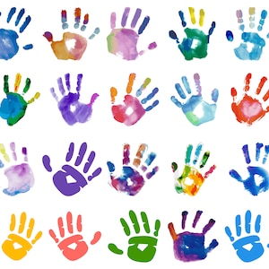 Watercolor Handprint Clipart: Colorful Hand Prints (PNG, SVG, PDF) - Etsy