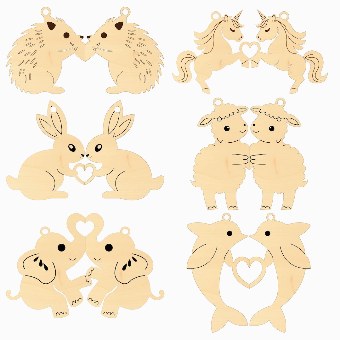 Valentine's Couple Keychain SVG: Matching Heart Laser Cut File (digital ...