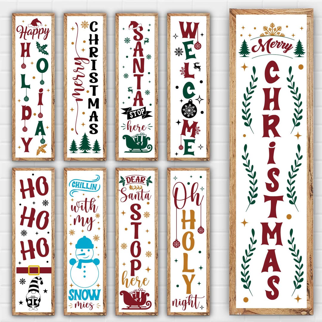 Christmas Porch Sign SVG Bundle: Winter Vertical Door Designs ...
