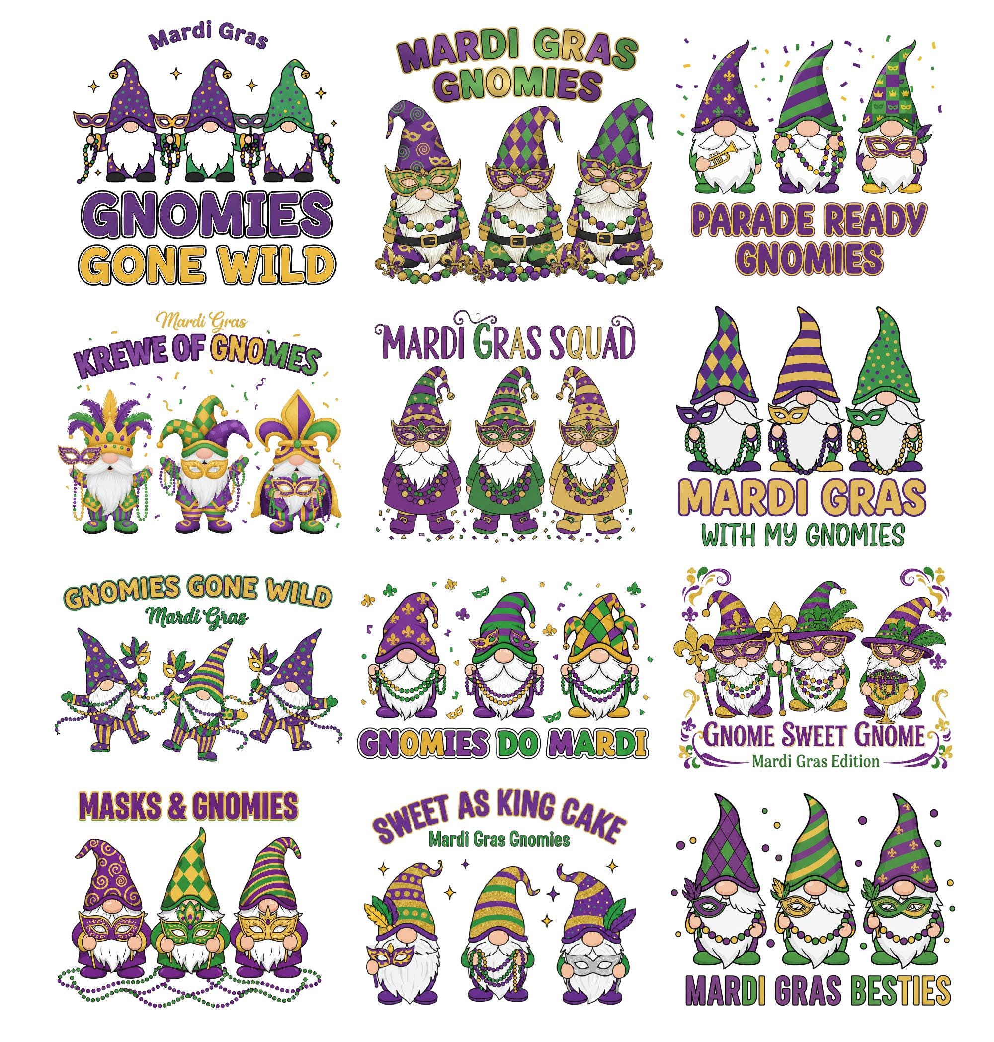 Mardi Gras Gnome PNG Bundle | “gnomies” Carnival Clipart, Funny Quotes ...