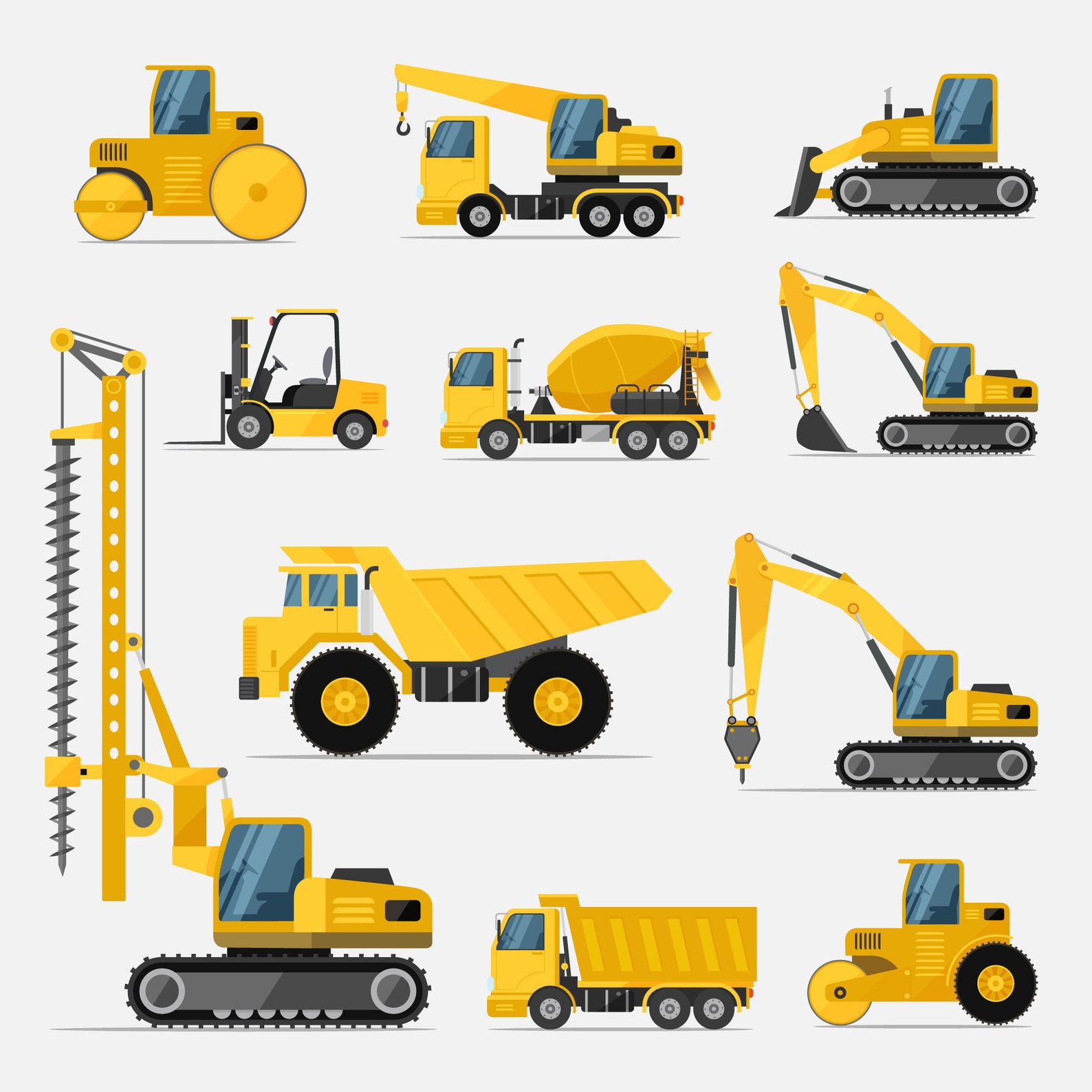 Construction Trucks Clipart, Crane Excavator SVG, Transportation ...