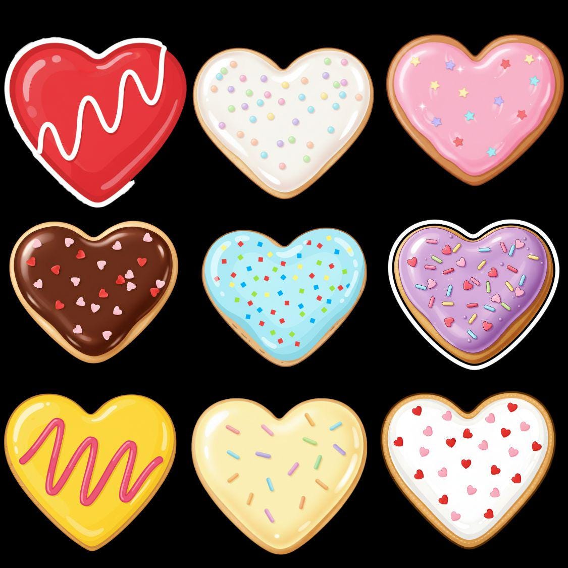Valentines Heart Cookie PNG, Sweet Cookies Clipart Bundle Sublimation ...