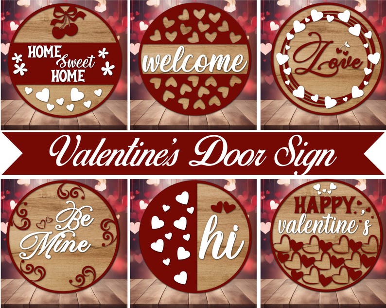 Valentine Door Sign SVG Bundle | Round Door Hanger, Farmhouse Porch ...