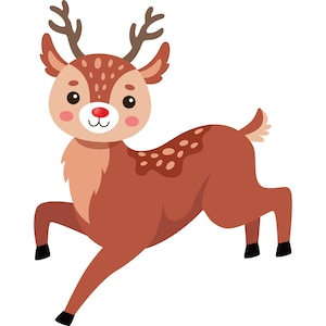 Christmas Reindeer Clipart, INSTANT Download Christmas Clip Art, Cute ...