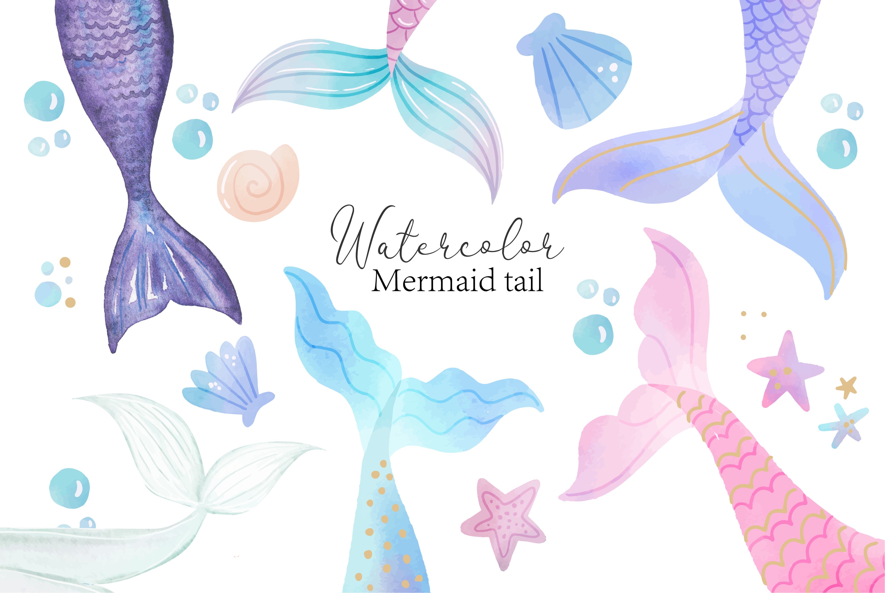 Watercolor Mermaid Tail Clipart Mermaid Layered Mermaid - Etsy Watercolor Mermaid Tail Clipart Mermaid Layered Mermaid - Etsy