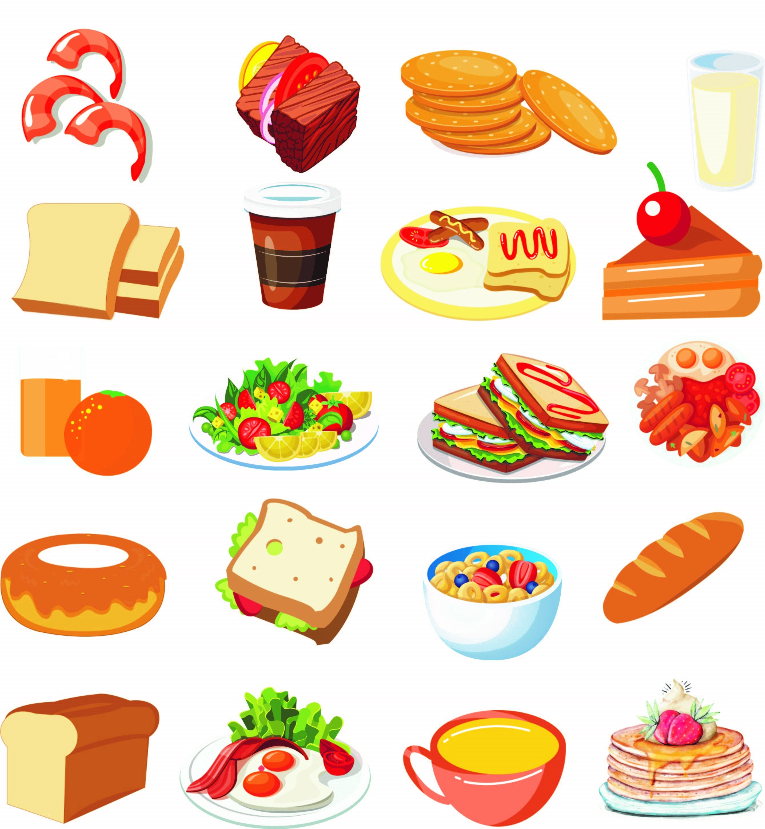 Digital Breakfast Clipart Morning Meals Graphics - Etsy