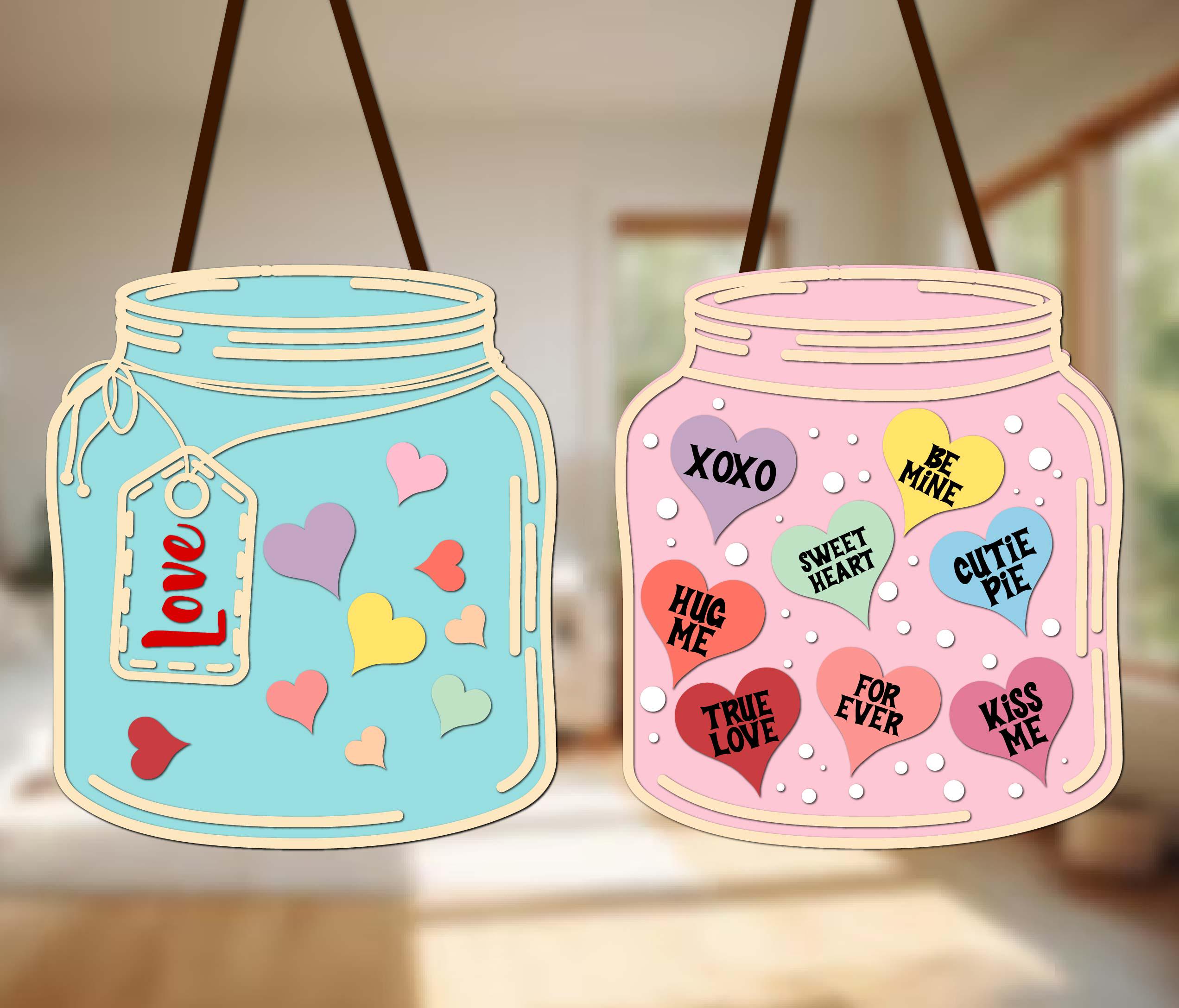 Valentine Mason Jar SVG Bundle, Love Candy Jar Cut Files (digital ...