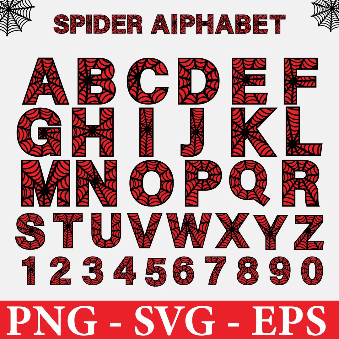 Spider Alphabet SVG, Spider Font SVG, Birthday Boy Svg, Superhero Font ...