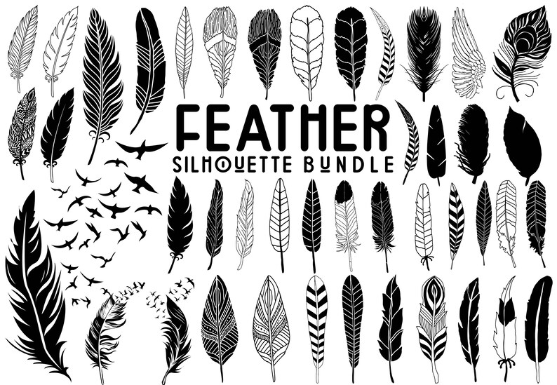 Feather SVG Bundle Birds Feather Svg Feather Silhouette for - Etsy Canada