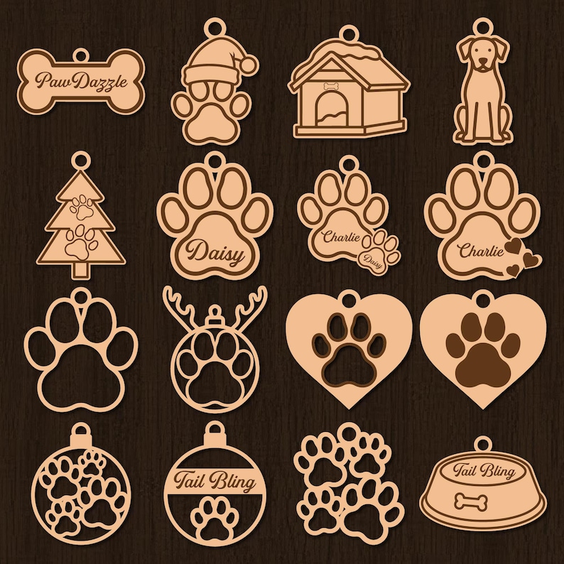 Dog Paw Ornament SVG Bundle | Pet Christmas Bauble Ornament Glowforge ...