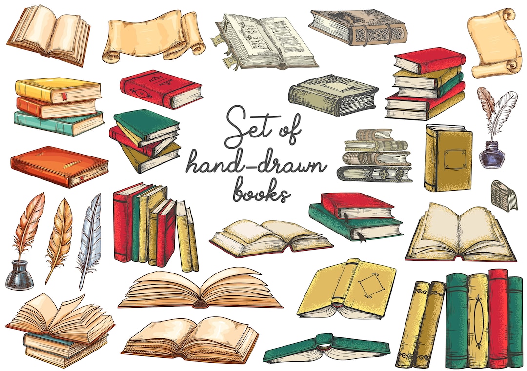 Book Clipart, Watercolor Vintage Books, Reading, Educational Item PNG ...