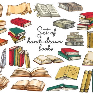 Book Clipart, Watercolor Vintage Books, Reading, Educational Item PNG ...