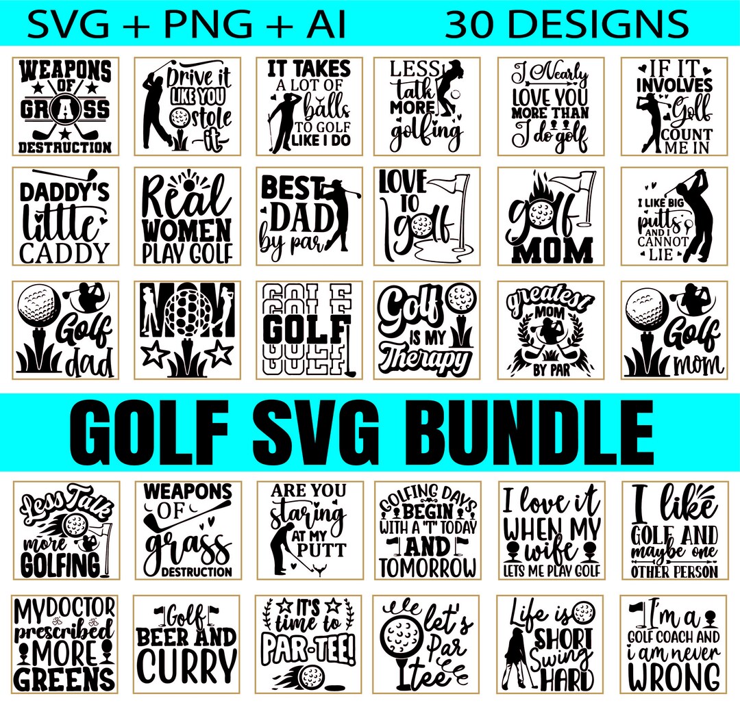 Golf Svg Bundle, Golf Ball Svg, Golf Club Svg, Golfing Cut Files, Golf ...