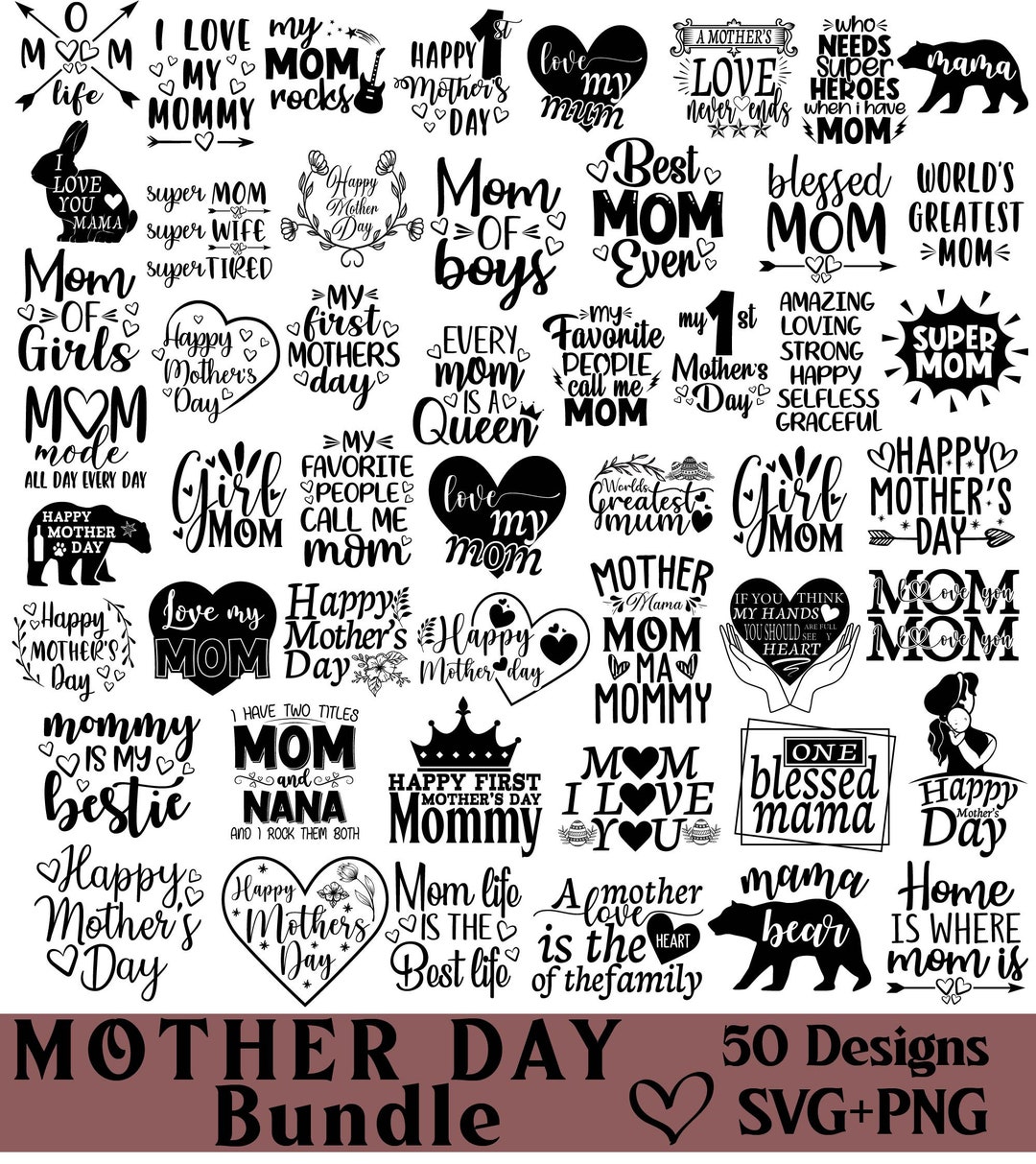 Mothers Day SVG Bundle, Mom Life Svg Bundle, Mother's Day Designs ...