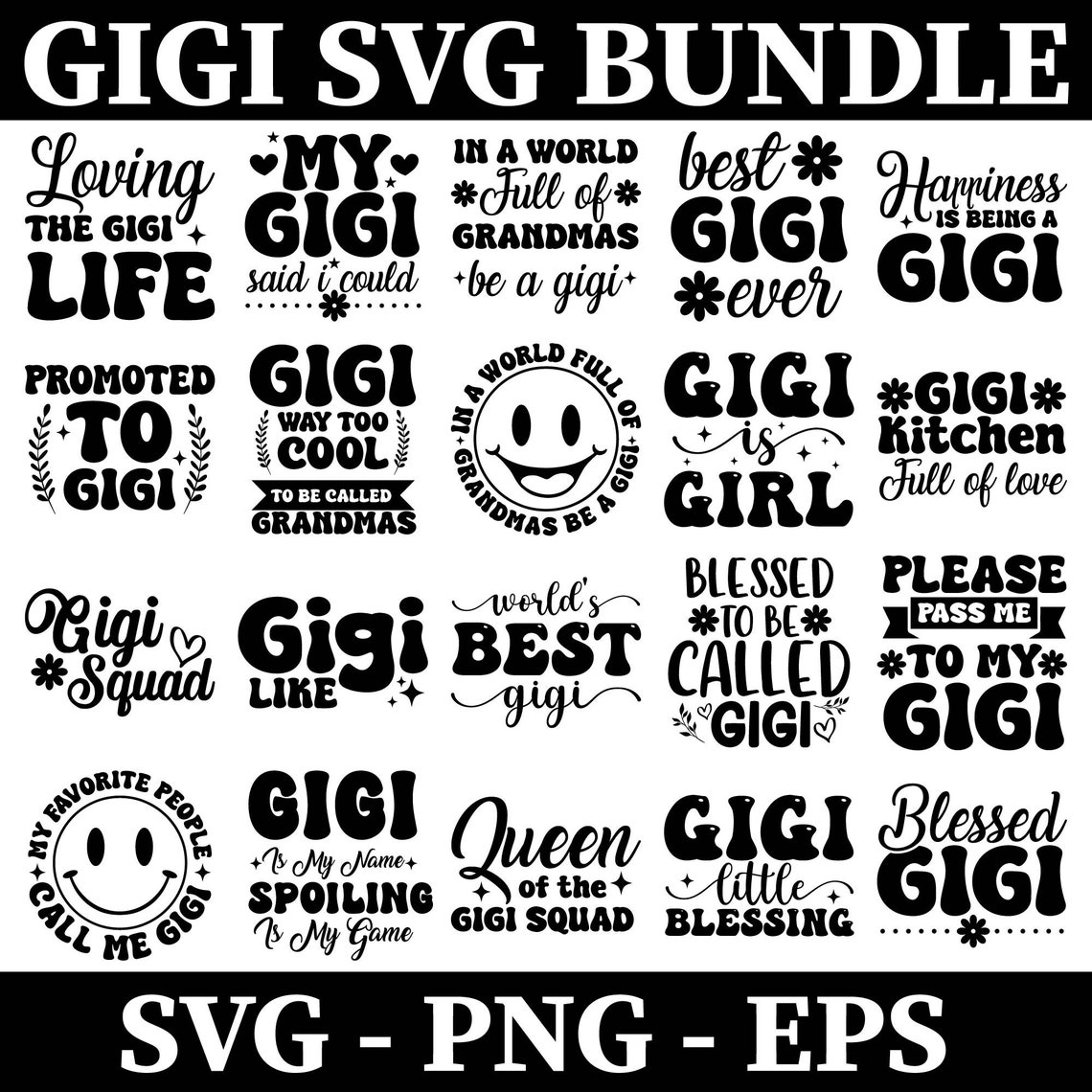 Gigi SVG Bundle: Grandmother Designs (commercial Use) - Etsy