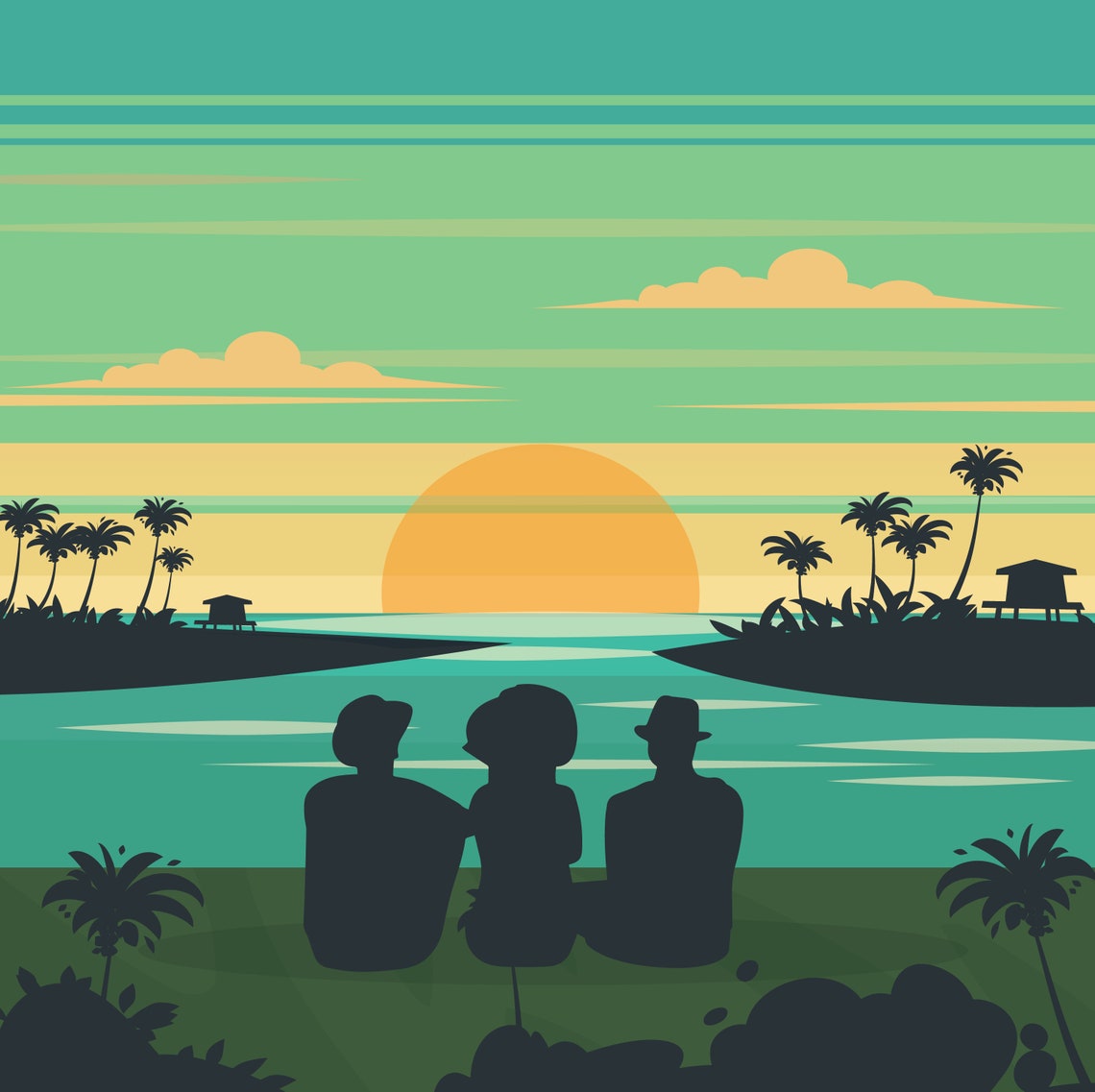 Sunset SVG Bundle Retro Vintage Sunset Beach Palm Trees - Etsy