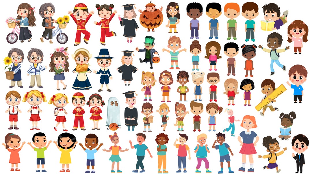 Kids Clipart Set Children Boys Girls Clip Art Child - Etsy