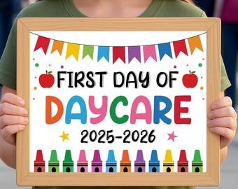 Minimalist First Day of Daycare Sign Printable, Modern Kids Back to ...