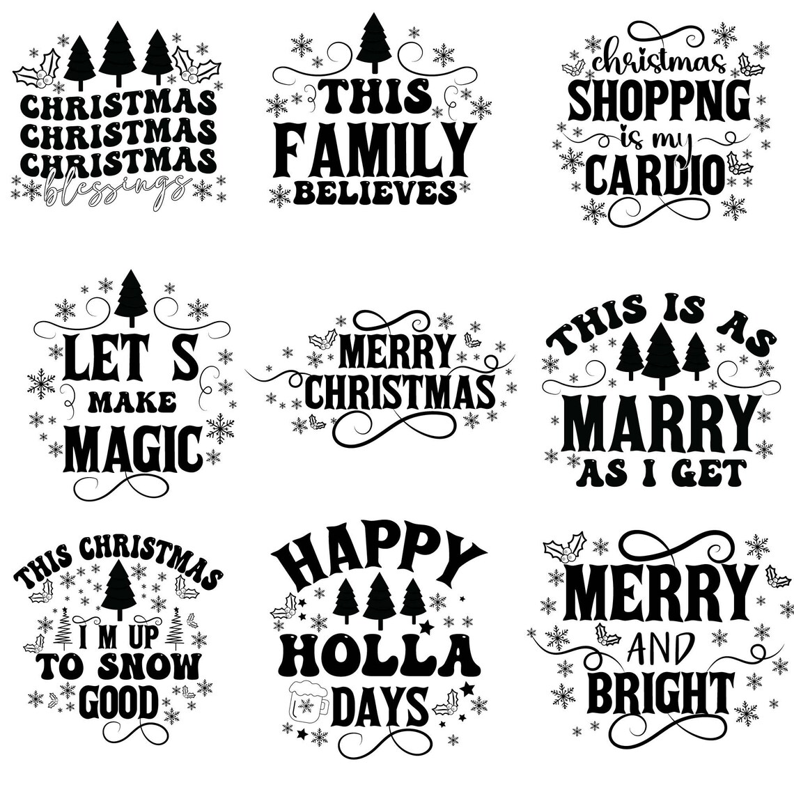Winter SVG Bundle: Christmas Quotes, Snowman Designs (digital Download ...