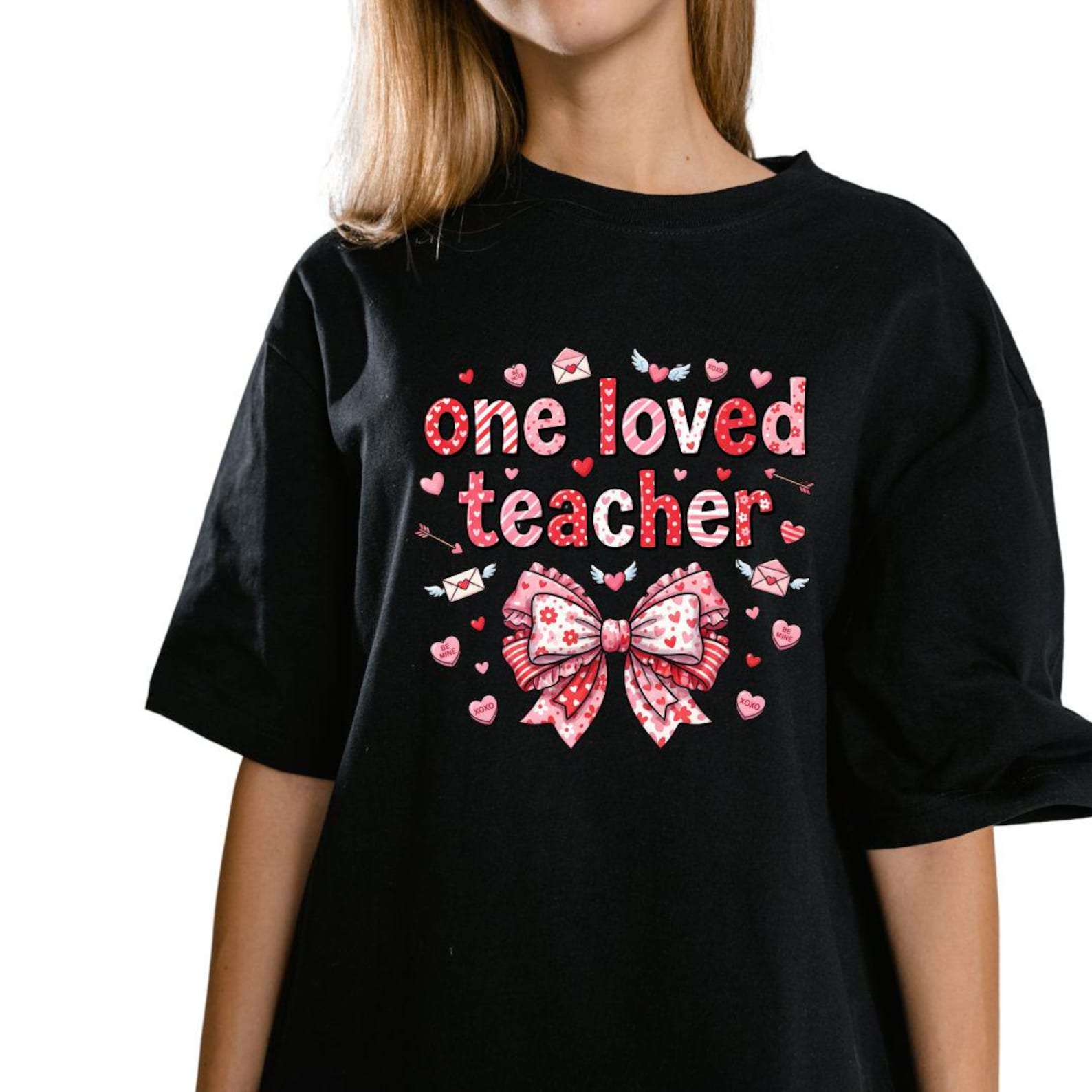 Teacher Valentine Shirt PNG, Coquette Bow Sublimation Design (digital ...