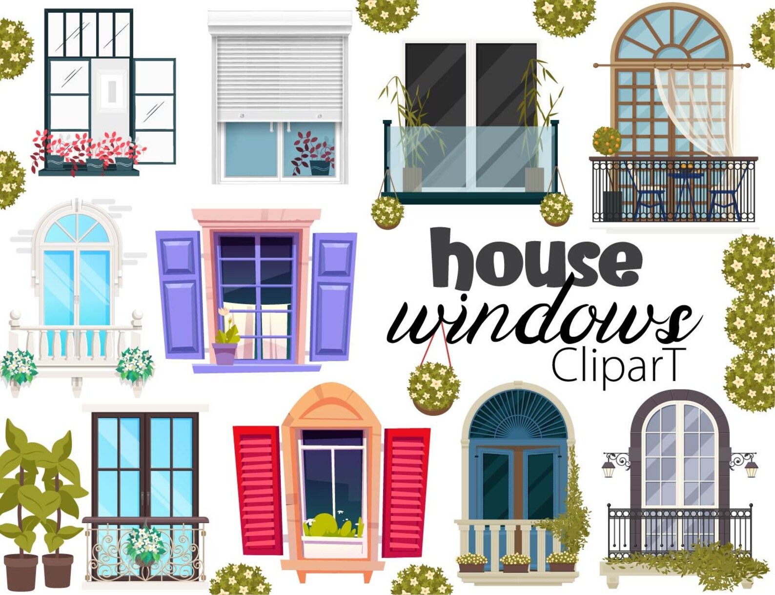Digital Windows Clipart House Windowpane Vintage Glass Window, Frame ...