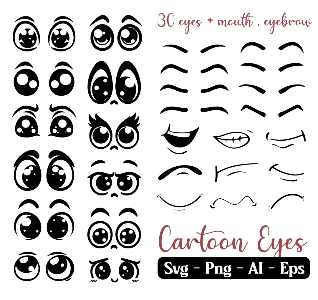 Cartoon Eyes SVG Bundle: Cricut Cut Files (instant Download) - Etsy
