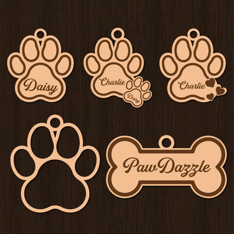 Dog Paw Ornament SVG Bundle | Pet Christmas Bauble Ornament Glowforge ...