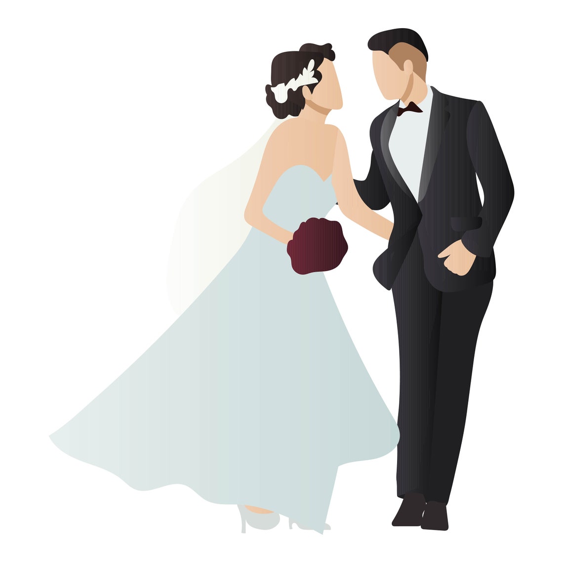 Wedding Day Clipart Bride and Groom SVG Bride and Groom - Etsy