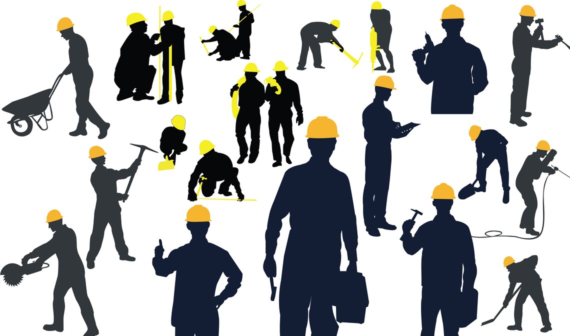 Construction Workers Svg Bundle Professional Labour Diggers - Etsy