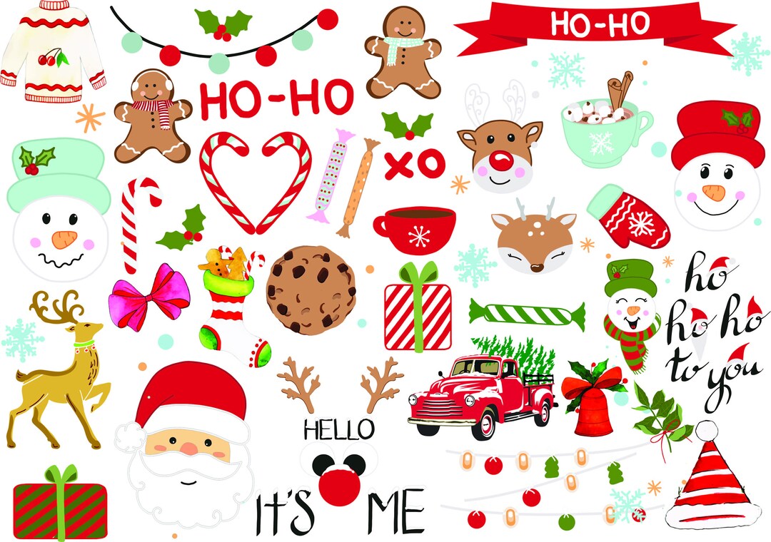 Christmas Bundle, Christmas Elements Clipart, Merry Christmas Clipart ...