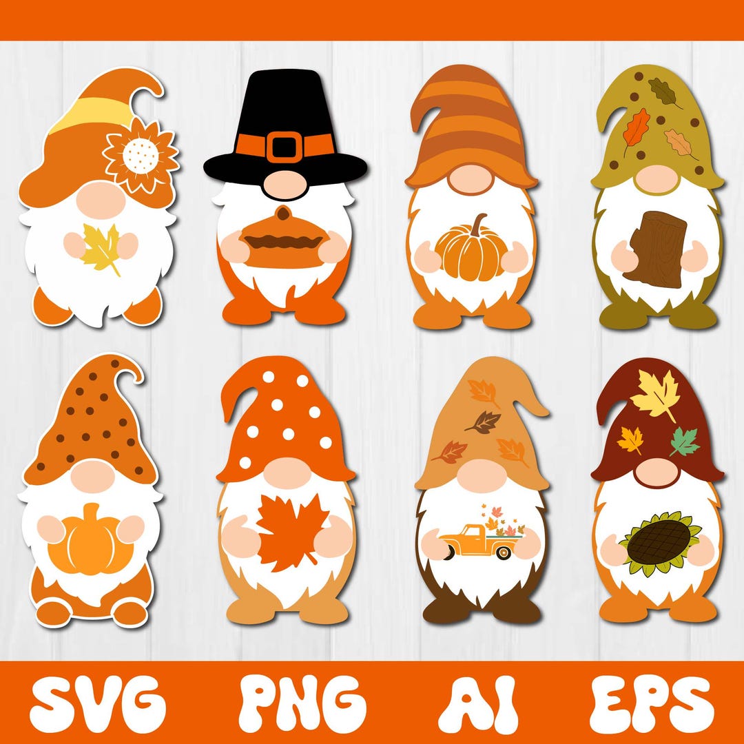 Fall Gnomes PNG: Autumn Clipart, Thanksgiving & Halloween Designs ...