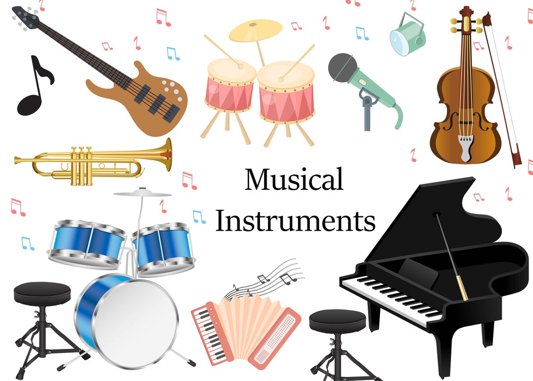 Musical Instrument Clipart: Band Orchestra, Piano, Guitar (SVG, PNG) - Etsy