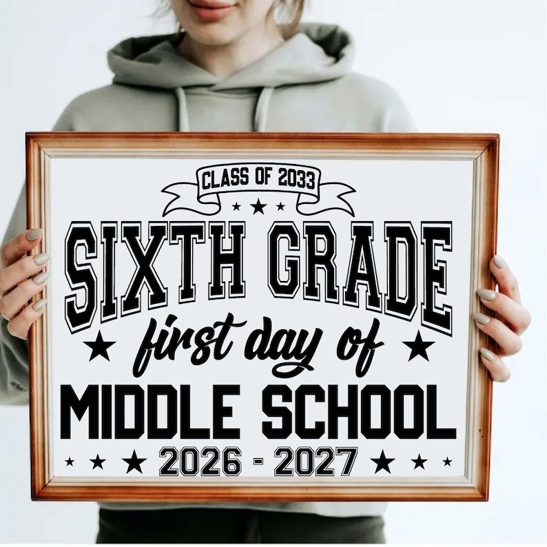 First Day of 6th Grade Sign, Class of 2033 Photo Prop (digital Download ...