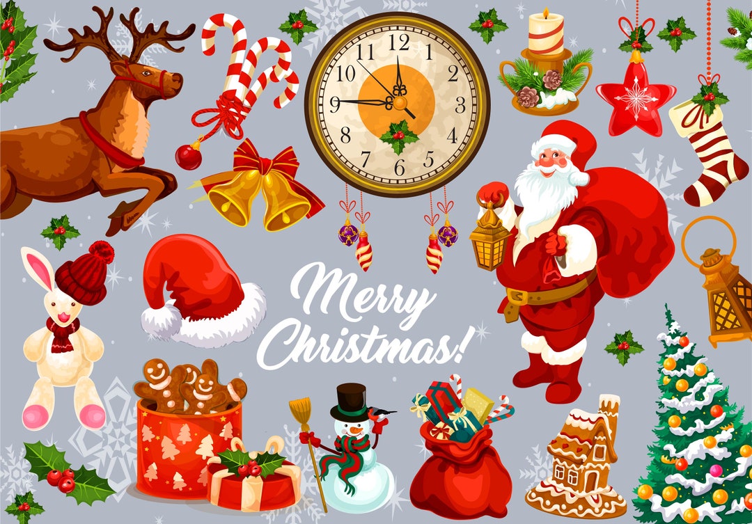 Santa Christmas Clipart Christmas Santa Globe Digital Download, Holiday ...