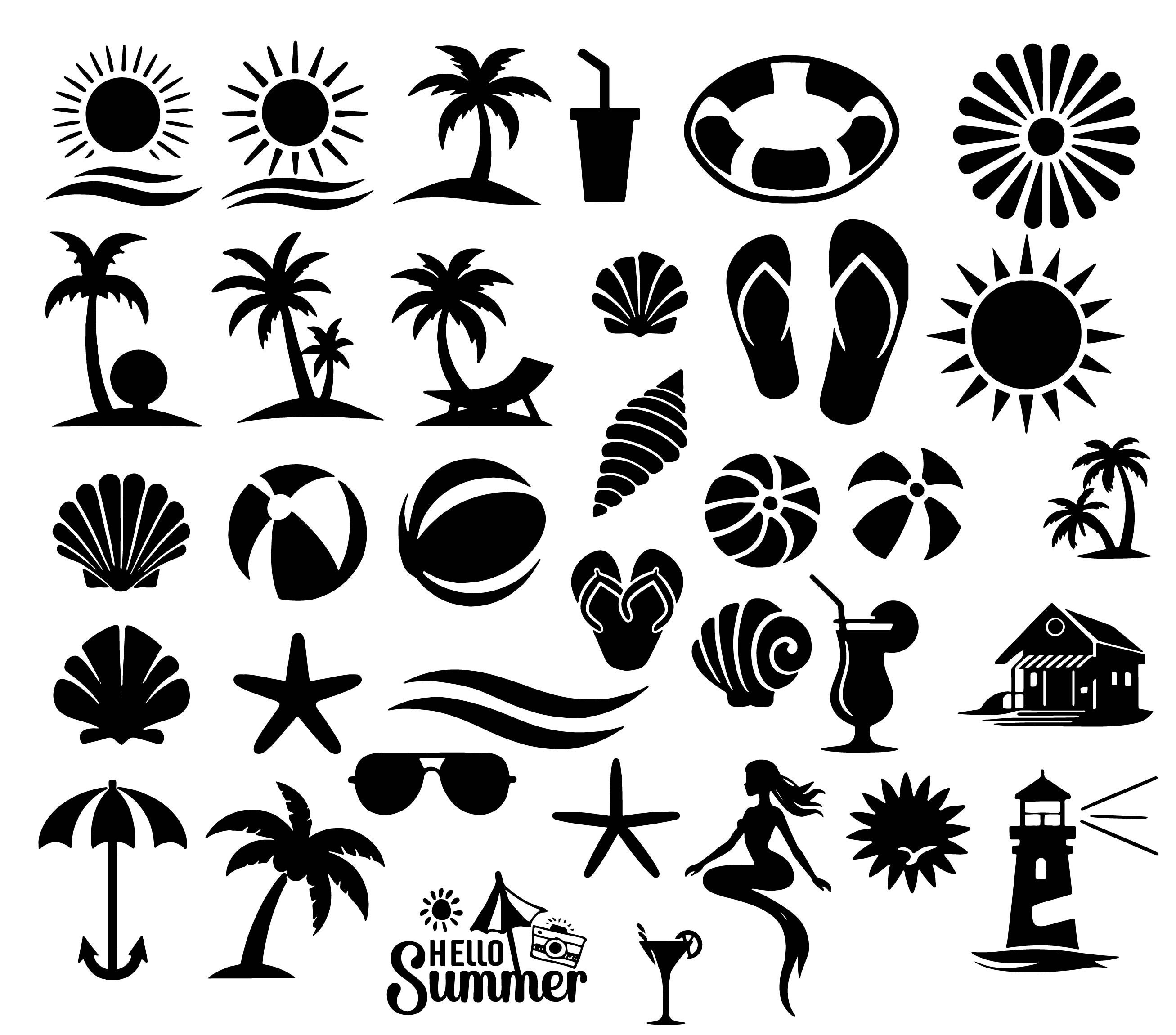 Beach SVG Bundle: Summer Clipart, Palm Tree, Funny Quotes (cut File) - Etsy