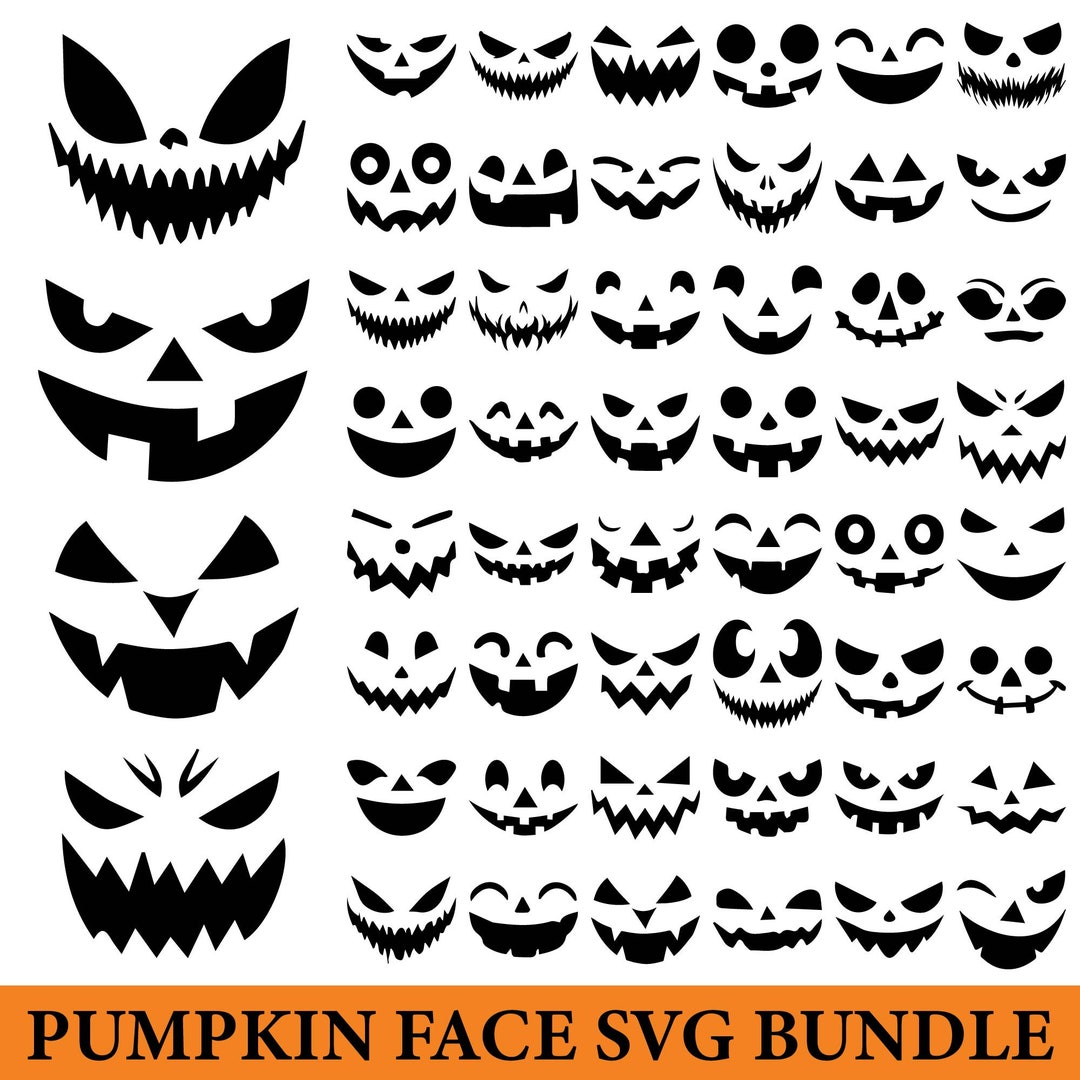 Pumpkin Face SVG Cut Files: Halloween Cricut Clipart (digital Download ...