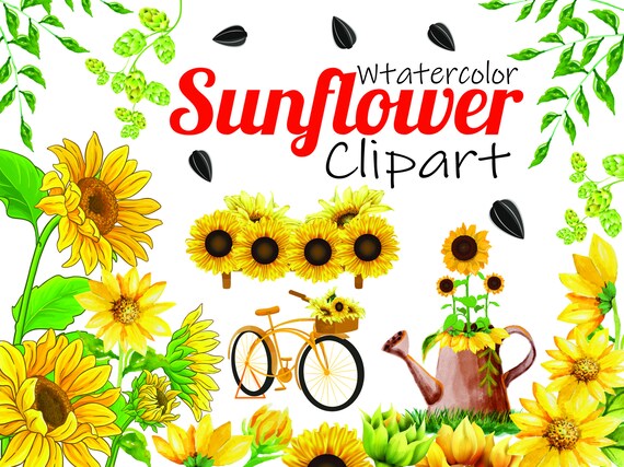 Watercolor Sunflower Clipart Floral Border-frame Wedding - Etsy UK