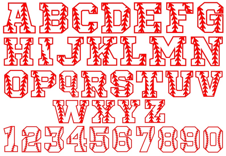 Baseball Stitch Font SVG Bundle: Varsity Letters, Threads (digital ...