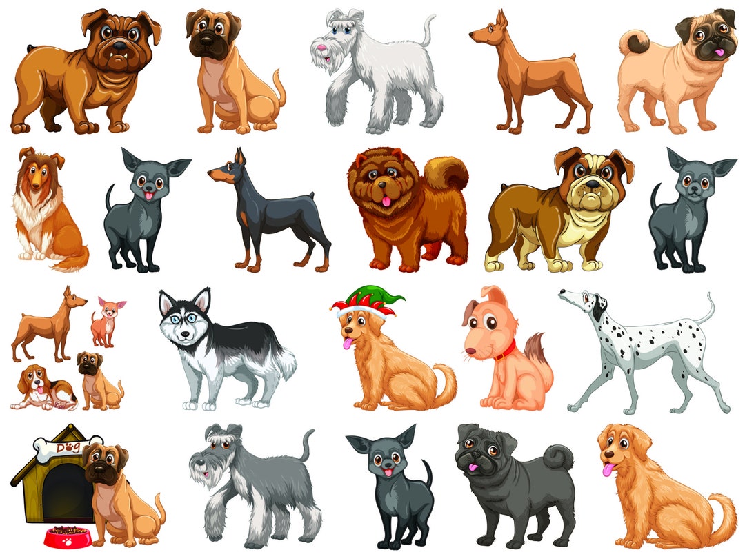 Dog Clipart Set Dog Breeds Clip Art Cute Animals Pets - Etsy