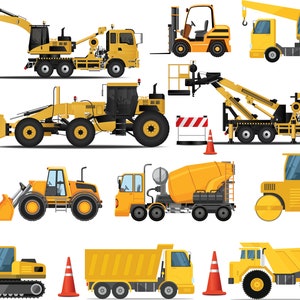 Construction Trucks Clipart, Crane Excavator SVG, Transportation ...