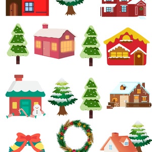Christmas Village Christmas Town Clipart SVG, Winter House Clipart ...