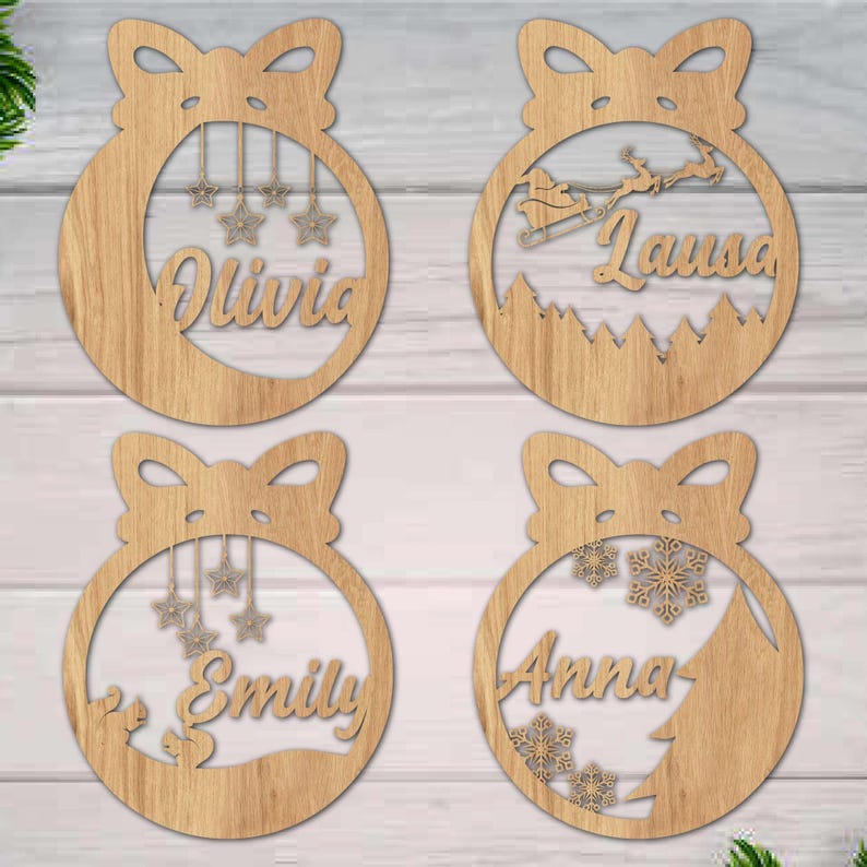 Personalized Name Ornament SVG Bundle | Custom Christmas Bauble ...