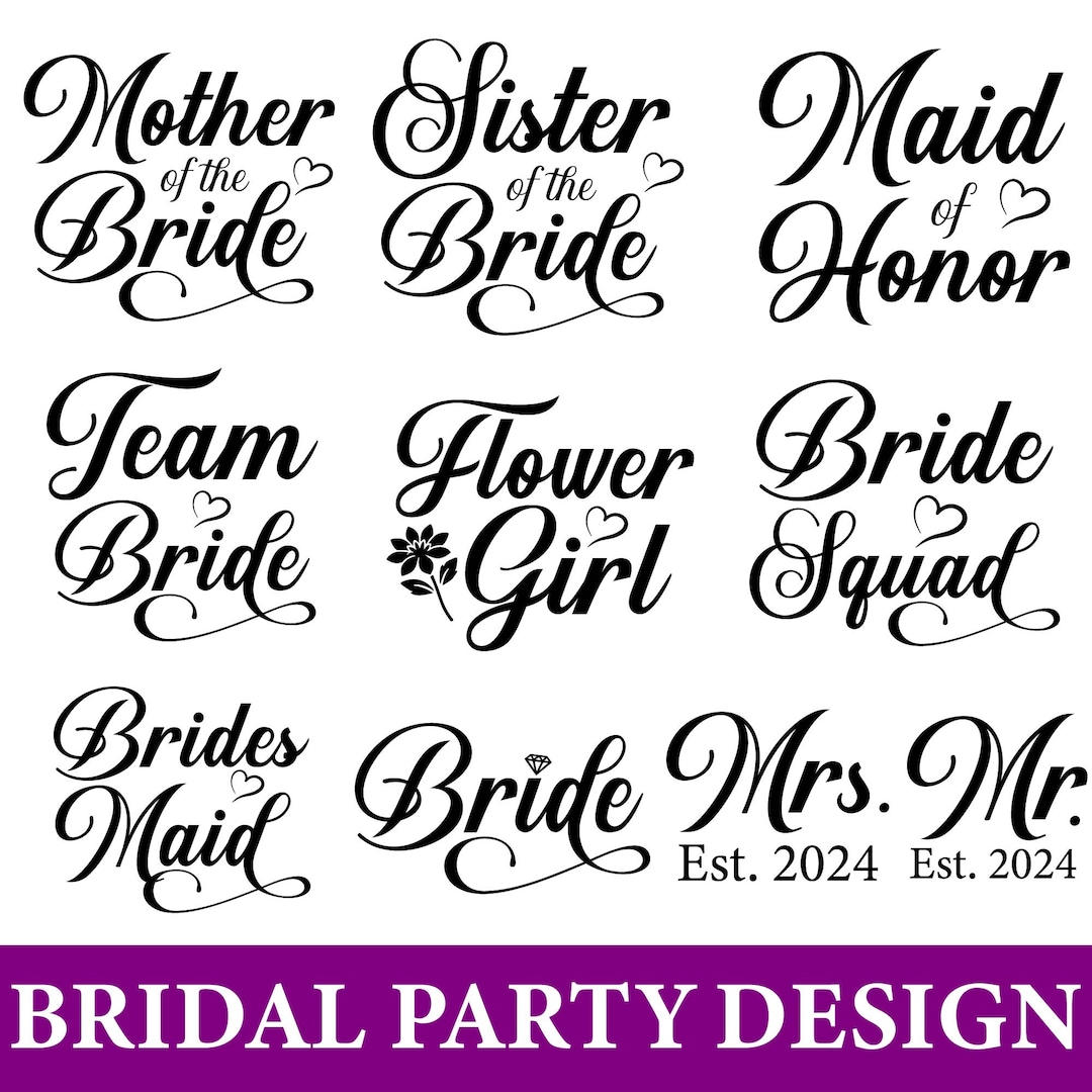 Bridal Party Svg Bundle, Bachelorette Party Svg, Bridal Shower Svg ...