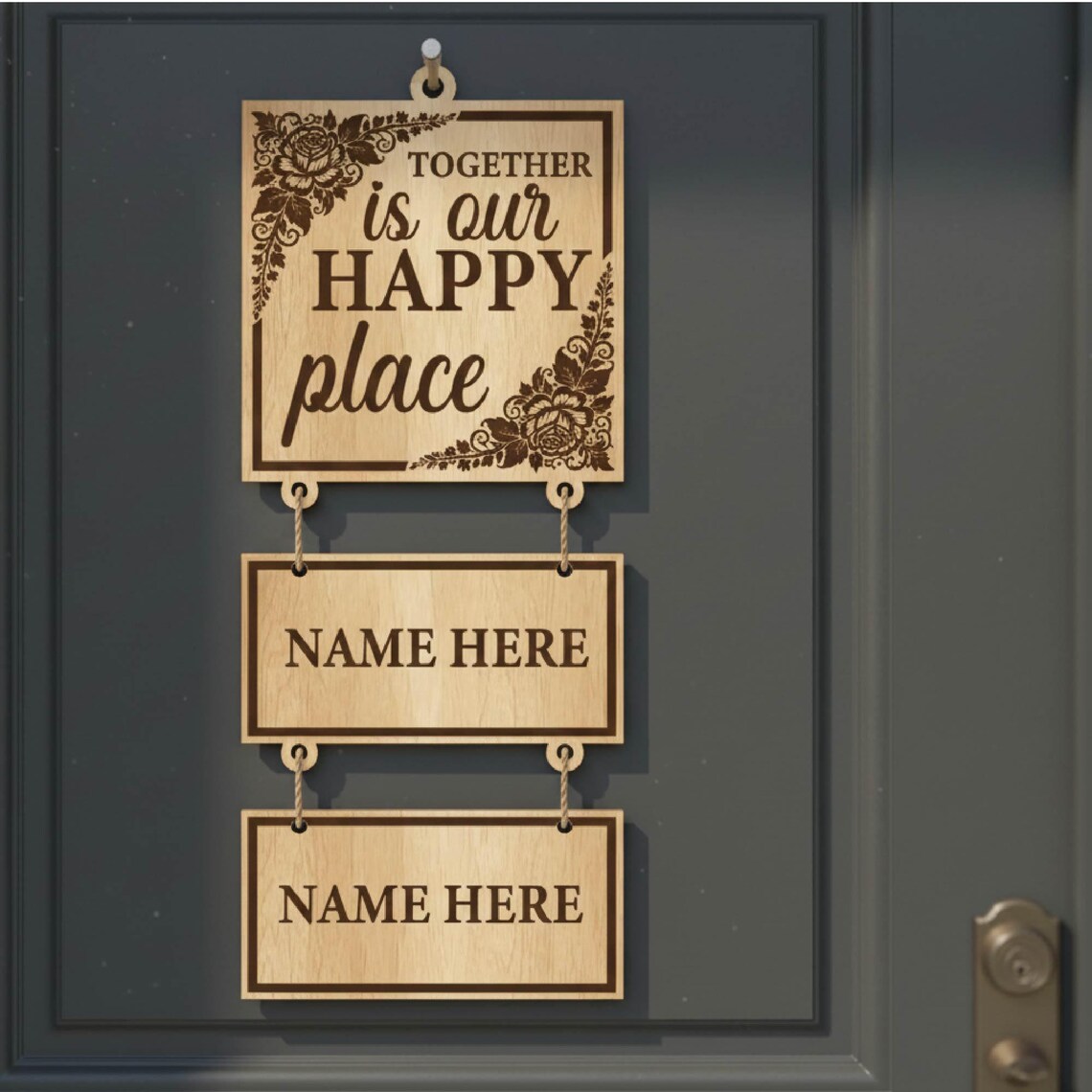 Hanging Family Signs SVG Bundle, Personalized Name Plaques Glowforge ...
